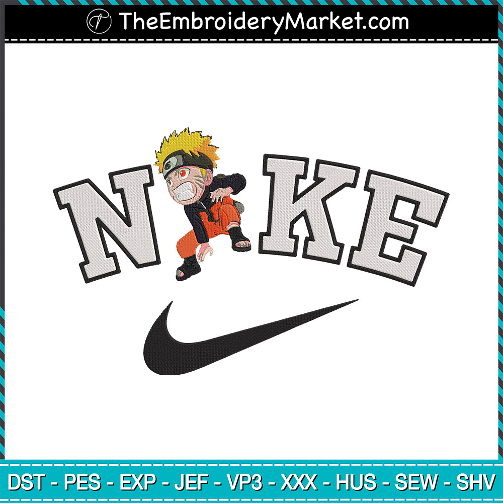 Nike x Chibi Uzumaki Naruto Attack Embroidery Designs File, Nike ...