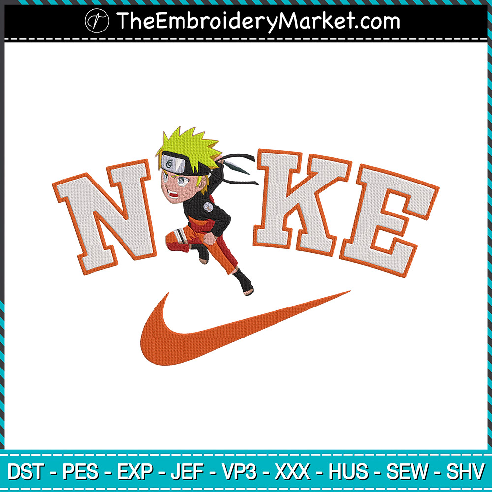 Nike Chibi Naruto Uzumaki Embroidery Designs File, Nike Machine ...