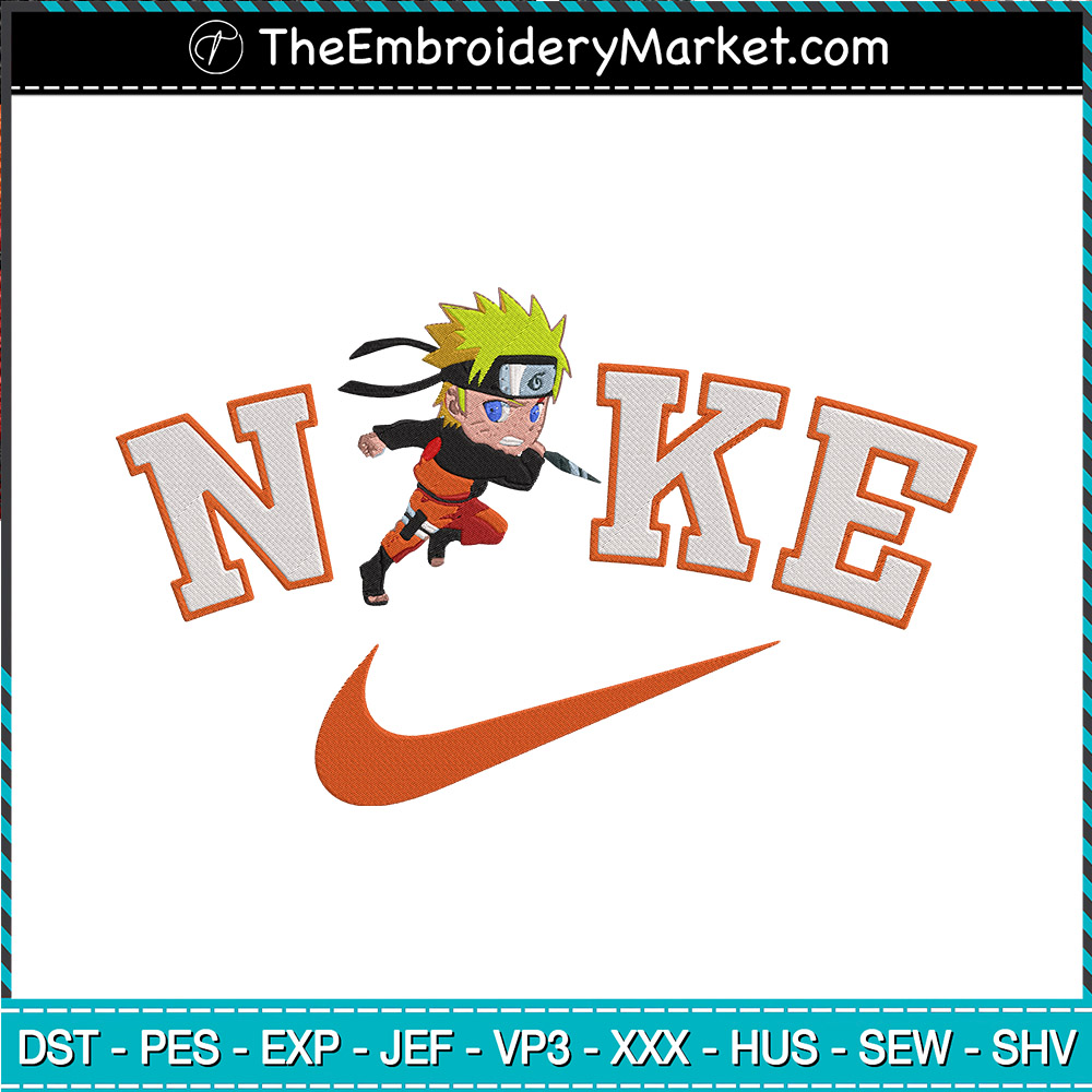Nike Chibi Uzumaki Naruto Embroidery Designs File, Nike Machine ...