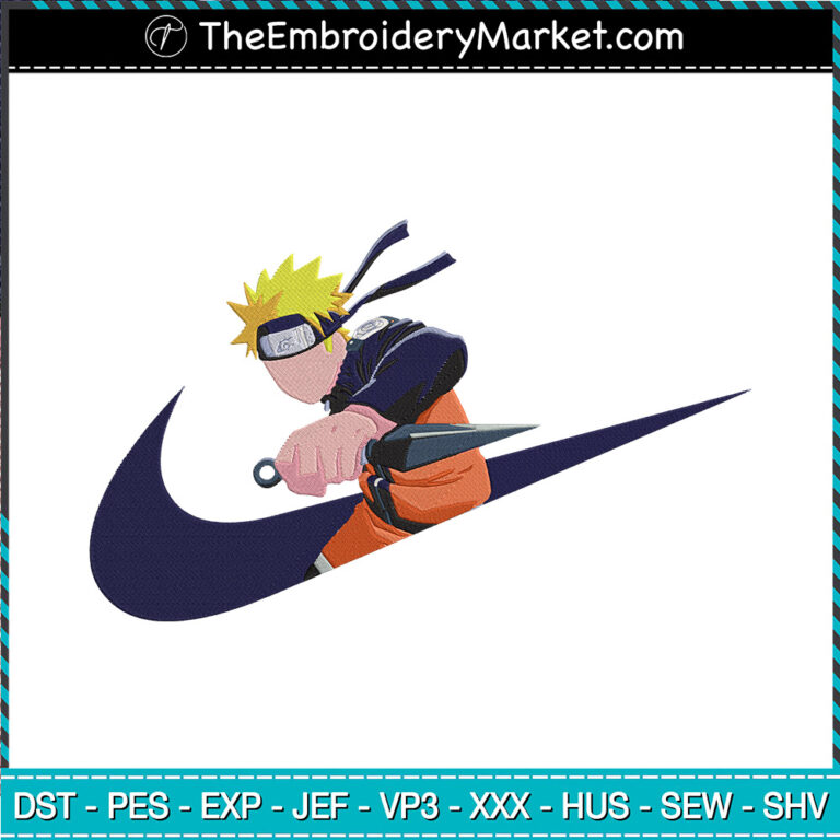 Nike x Naruto Attack Embroidery Designs File, Nike Machine Embroidery ...