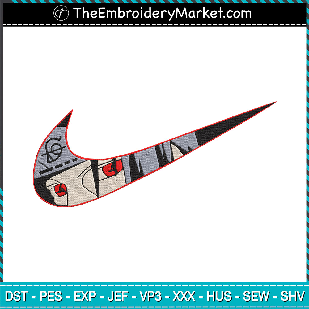 Nike x Uchiha Sasuke Naruto Embroidery Designs File, Nike Machine ...