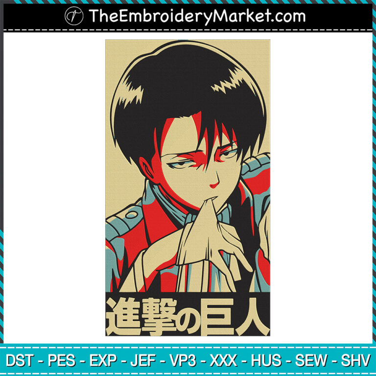 Levi Embroidery Designs File, Attack On Titan Machine Embroidery ...