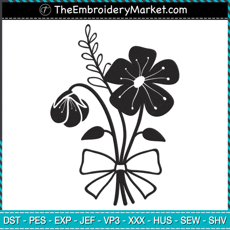 Flowers and Bows Embroidery Designs File, Flower Machine Embroidery ...