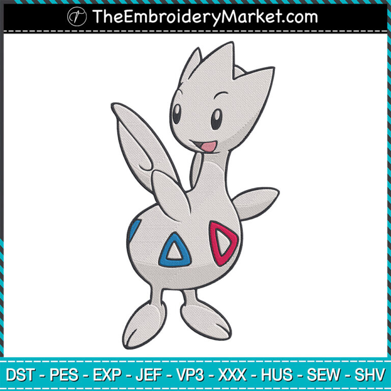 Togetic Pokemon Embroidery Designs File, Pokemon Machine Embroidery ...