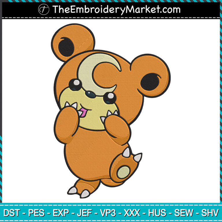 Teddiursa Pokemon Embroidery Designs File, Pokemon Machine Embroidery ...