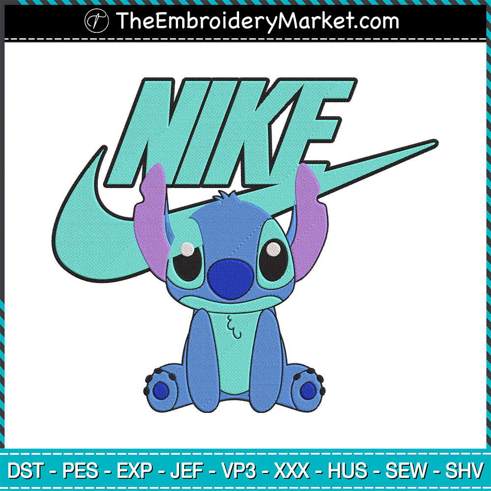 Nike And Stitch Cute Embroidery Designs File, Nike x Stitch Machine ...