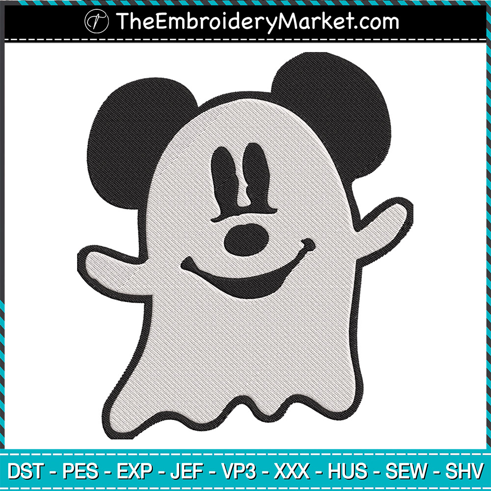 Mickey Ghost Embroidery Designs File, Disney Mickey Machine Embroidery ...