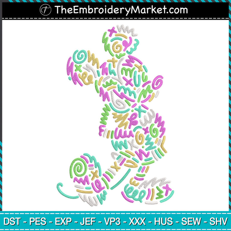 Mickey Mouse Lined Embroidery Designs File, Disney Mickey Machine ...
