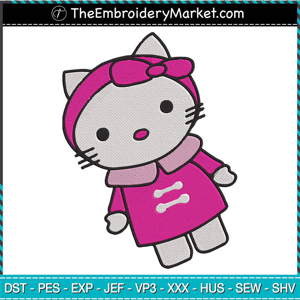 Hello Kitty Pink Embroidery Designs File, Hello Kitty Machine ...