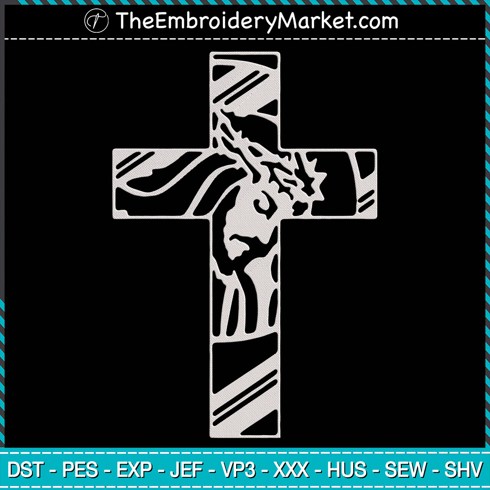 Cross Jesus Embroidery Designs File, Jesus Machine Embroidery Designs ...