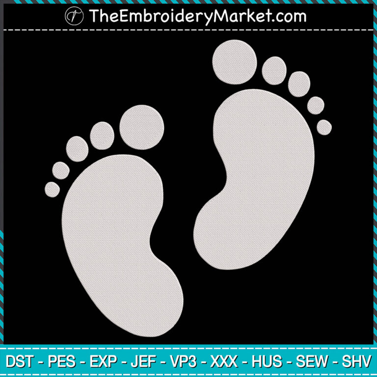 Foot Baby Embroidery Designs File, Baby Machine Embroidery Designs ...