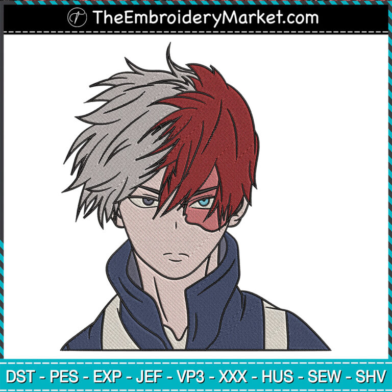 Shoto Todoroki Cool Embroidery Designs File, My Hero Academia Machine ...
