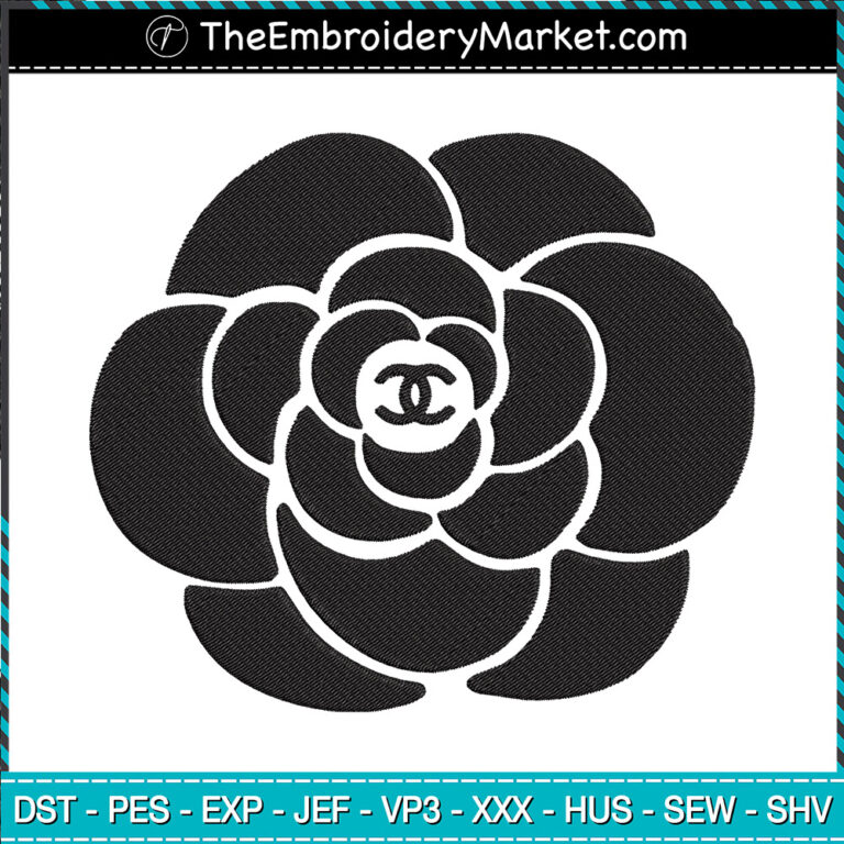 Chanel Flower Black Logo Embroidery Designs File, Chanel Machine ...