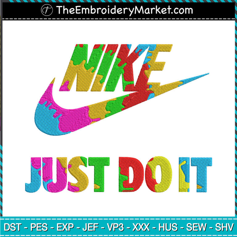 Nike Colorful Just Do It Embroidery Designs File, Nike Machine ...