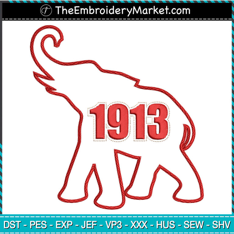 Delta Sigma Theta 1913 Elephant Embroidery Designs File, Historically ...