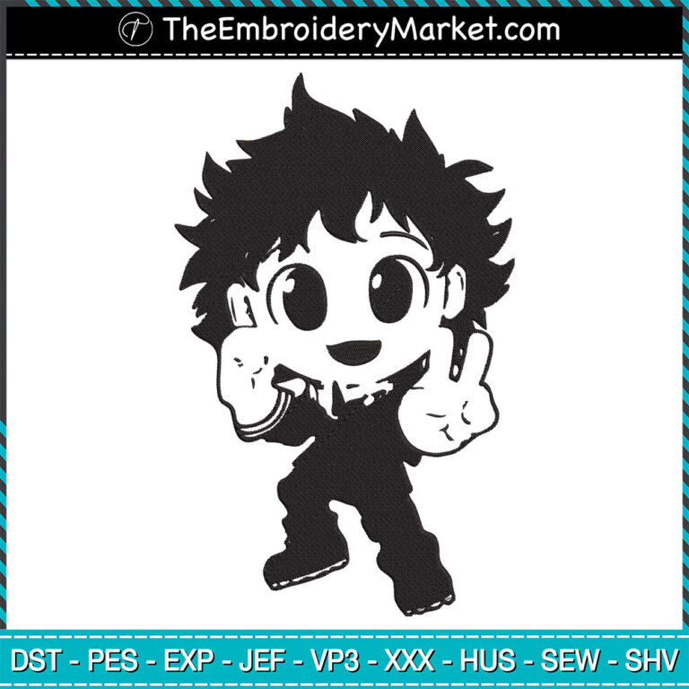 Midoriya Izuku Chibi Embroidery Designs File, My Hero Academia Machine ...