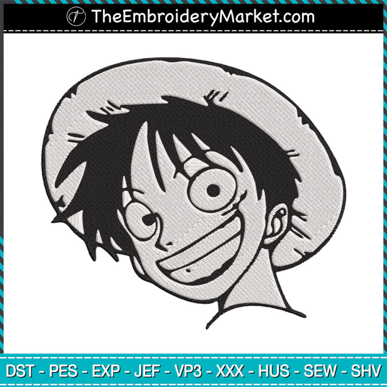 Monkey D.Luffy Face Embroidery Designs File, One Piece Machine ...