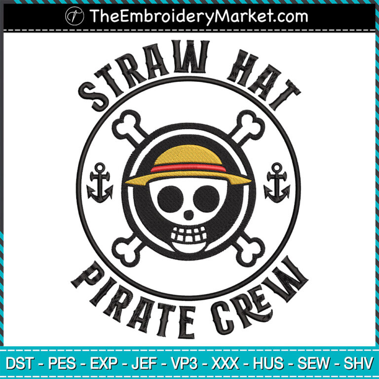 Straw Hat Pirate Crew One Piece Embroidery Designs File, One Piece ...