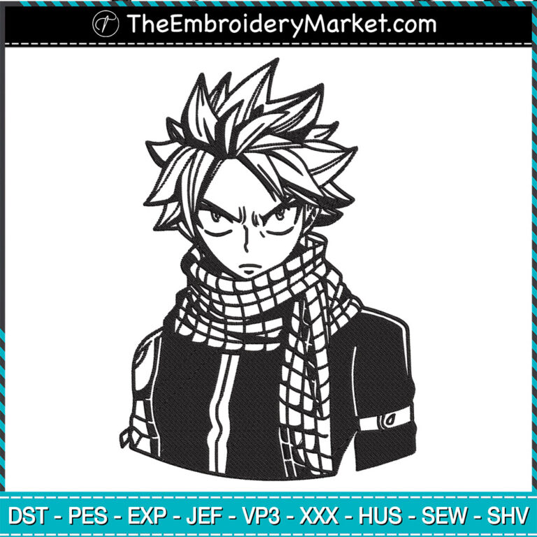 Natsu Dragneel Embroidery Designs File, Fairy Tail Machine Embroidery ...