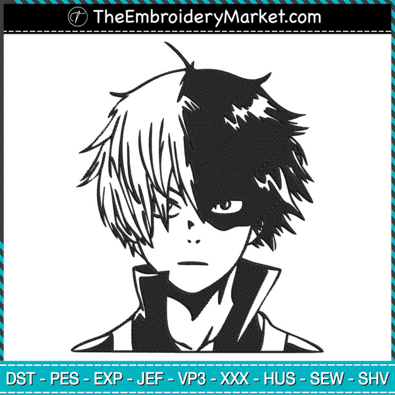 Shoto Todoroki Cool Face Embroidery Designs File, My Hero Academia ...
