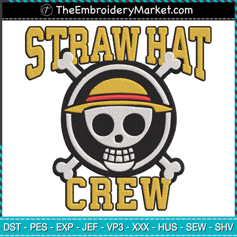 Straw Hat Crew One Piece Logo Embroidery Designs File, One Piece ...