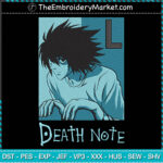 L Lawliet Death Note Embroidery Designs File, Death Note Machine ...