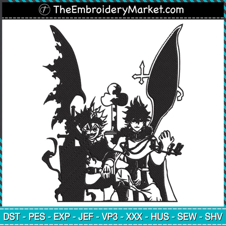 Asta and Yuno Embroidery Designs File, Black Clover Machine Embroidery ...
