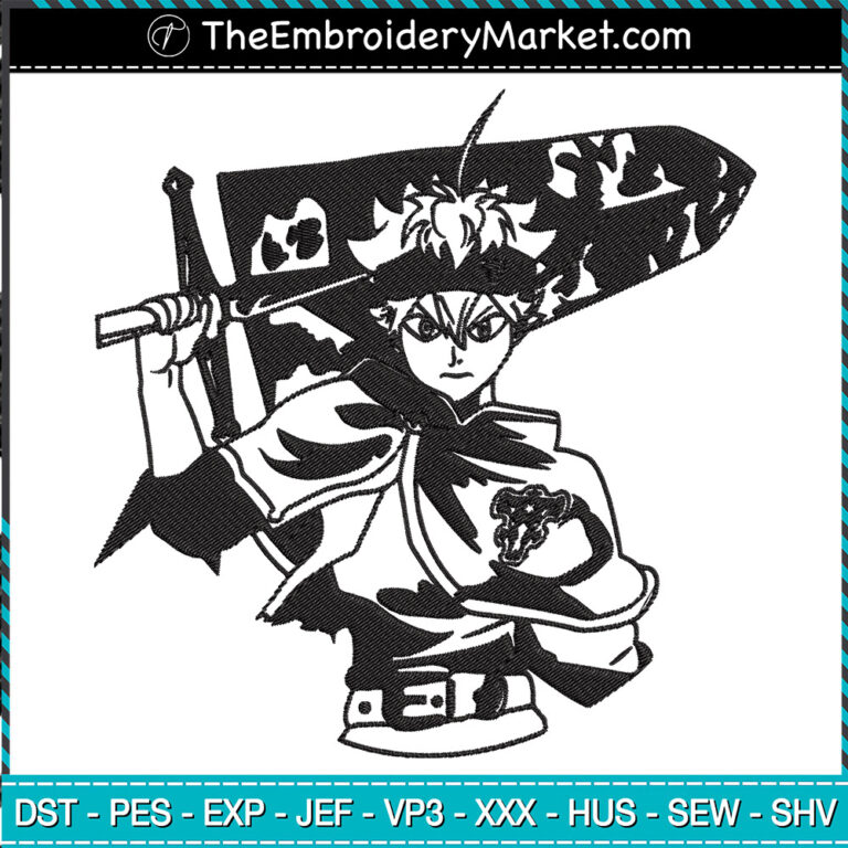 Asta Cool Boy Embroidery Designs File, Black Clover Machine Embroidery ...