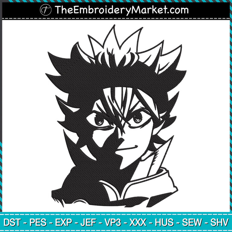 Asta Head Embroidery Designs File, Black Clover Machine Embroidery ...