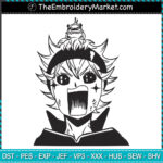 Asta Admiring Face Embroidery Designs File, Black Clover Machine ...