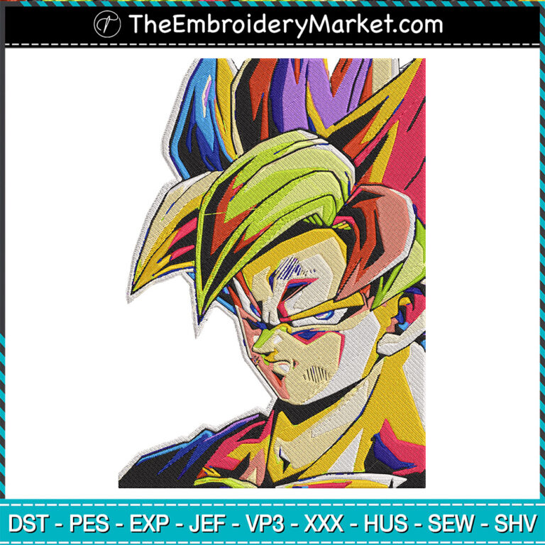 Goku Colorful Embroidery Designs File, Dragon Ball Machine Embroidery ...