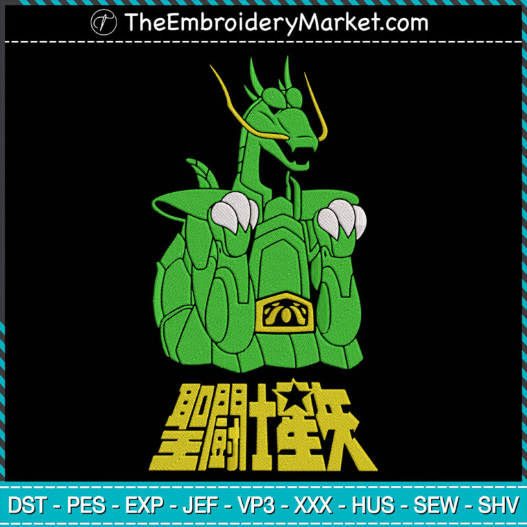 Dragon Shiryū Embroidery Designs File, Saint Seiya: Knights of the ...