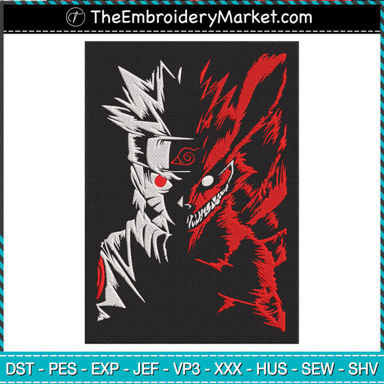 Kurama Half Naruto Uzumaki Embroidery Designs File, Naruto Machine ...
