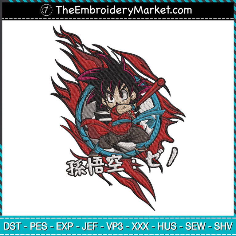Xeno Goku Kid Embroidery Designs File, Dragon Ball Machine Embroidery ...