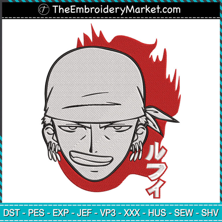 Zoro Head Embroidery Designs File, One Piece Machine Embroidery Designs ...