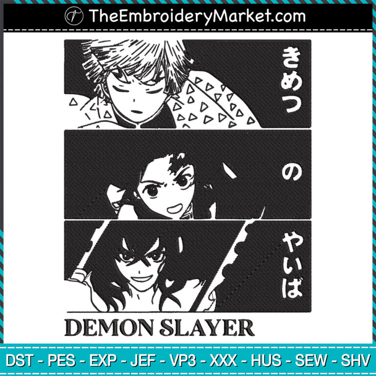 Demon Slayer Character Embroidery Designs File, Demon Slayer Machine ...