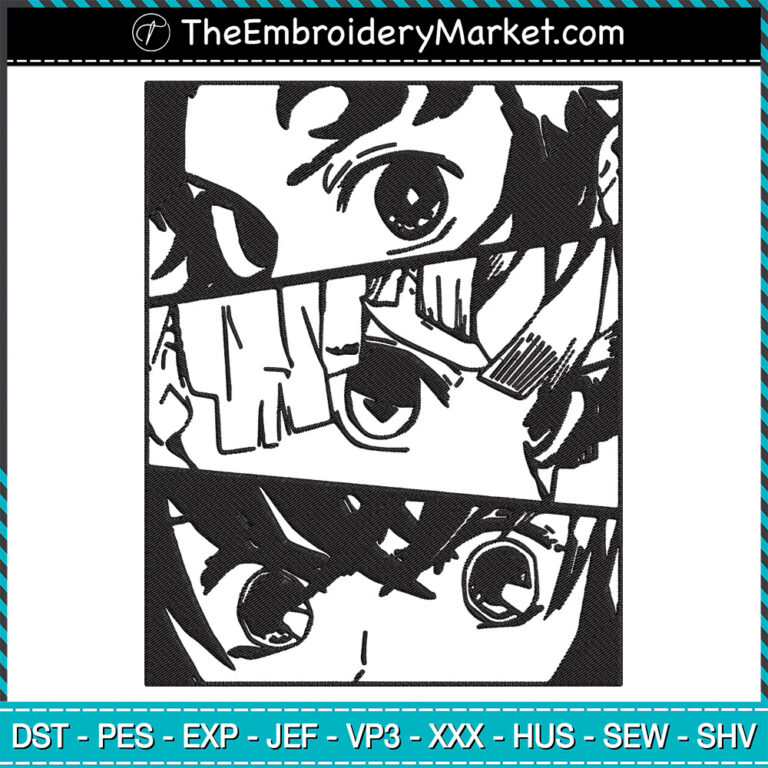 Demon Slayer Character Eyes Embroidery Designs File, Demon Slayer ...