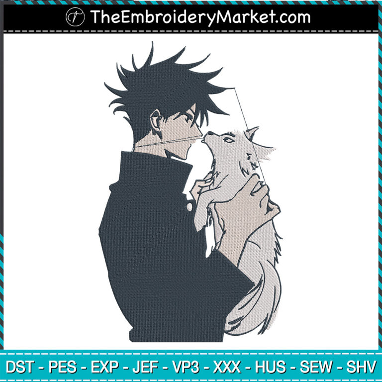 Megumi Fushiguro And Divine Dog Embroidery Designs File, Jujutsu Kaisen ...