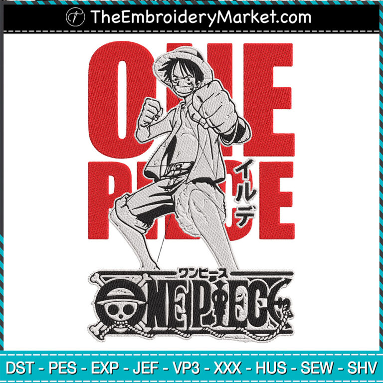 One Piece Monkey D Luffy Cool Attack Embroidery Designs File, One Piece ...