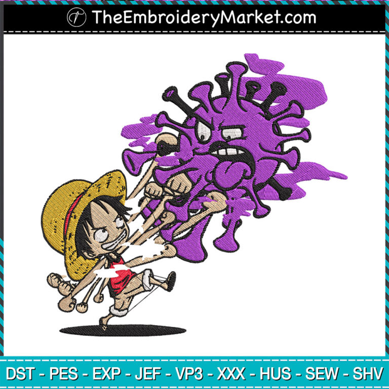 One Piece Monkey D Luffy Fights Corona Embroidery Designs File, One ...