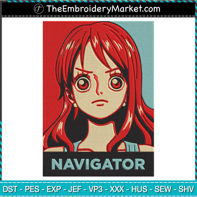 Nami Navigator Embroidery Designs File, One Piece Machine Embroidery ...