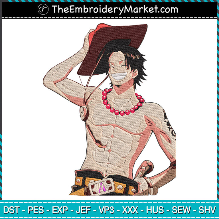 Portgas D. Ace Smile Embroidery Designs File, Naruto Machine Embroidery ...