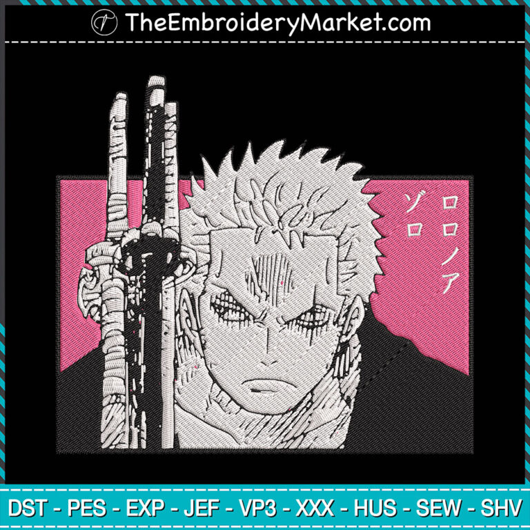 Roronoa Zoro Poster Embroidery Designs File, Naruto Machine Embroidery ...