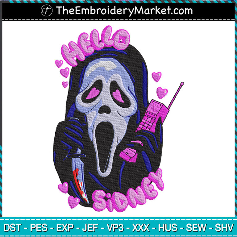 Hello Sidney Scream Ghost Embroidery Designs File, Halloween Machine ...