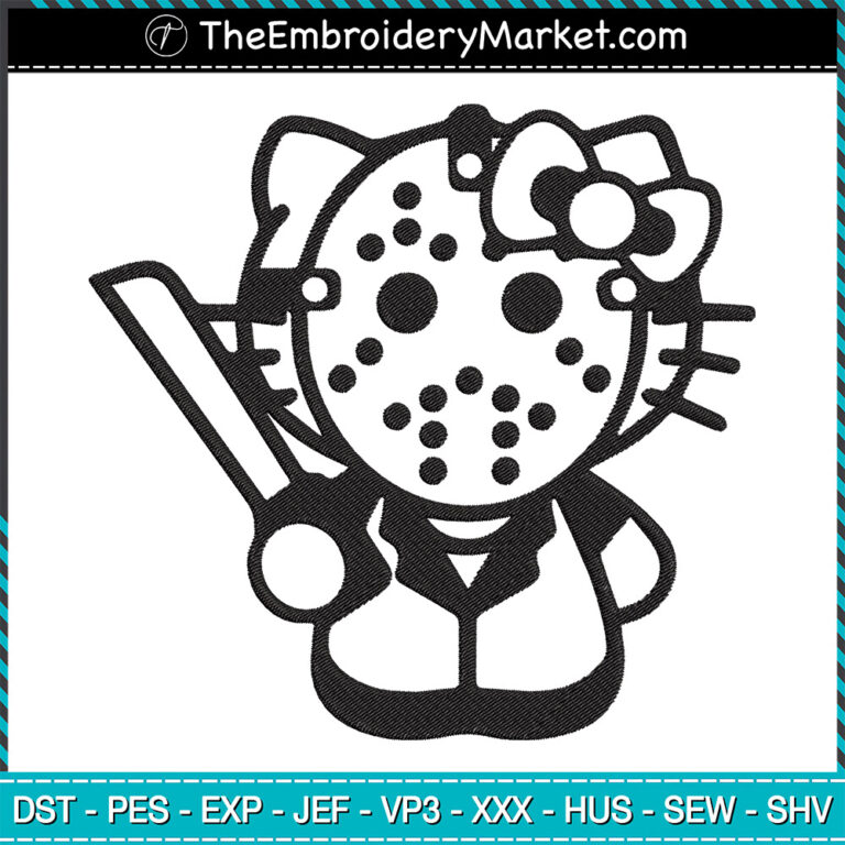 Hello Kitty Jason Voorhees Embroidery Designs File, Halloween Machine ...