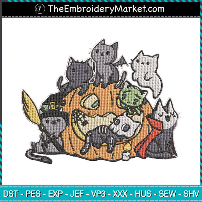 Halloween Cat Embroidery Designs File, Halloween Machine Embroidery ...