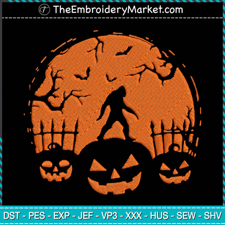 Bigfoot Halloween Hide And Seek Embroidery Designs File, Halloween ...