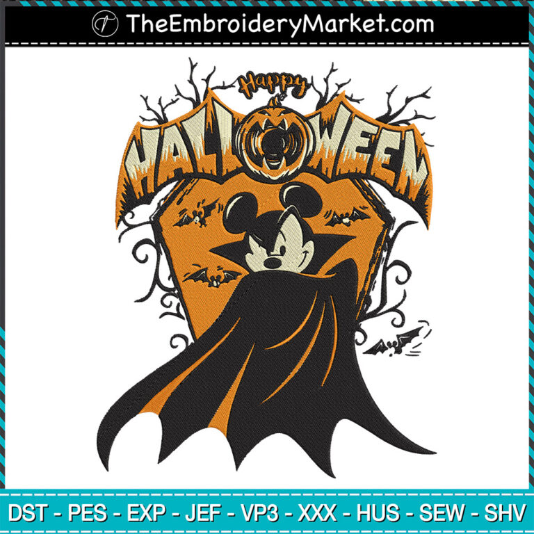 Mickey Mouse Vampire Halloween Embroidery Designs File, Halloween ...