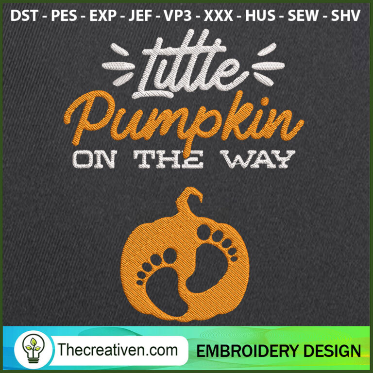 Little Pumpkin On The Way Embroidery Designs File, Halloween Machine ...