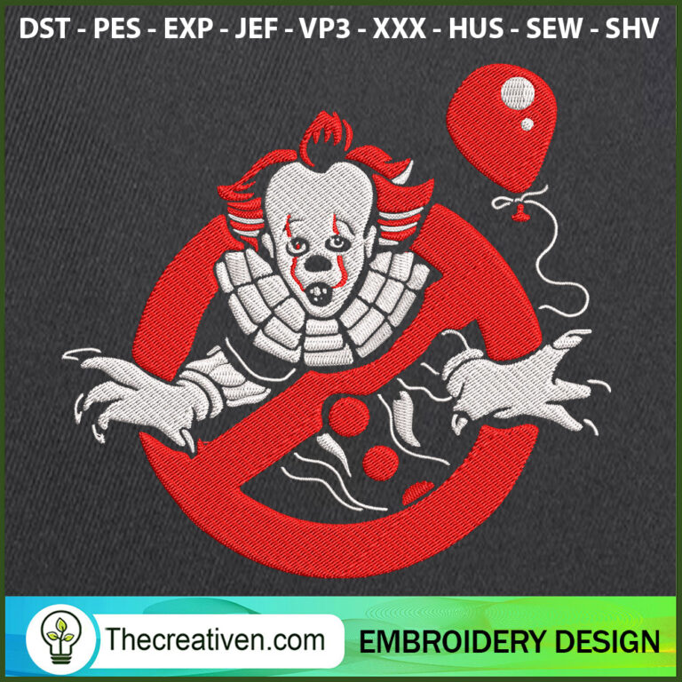 Pennywise Horror Clown Embroidery Designs File, Halloween Machine ...